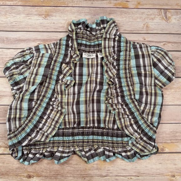 Cato | Shirts & Tops | Cato Girls Large 214 Cropped Plaid Shrug | Poshmark